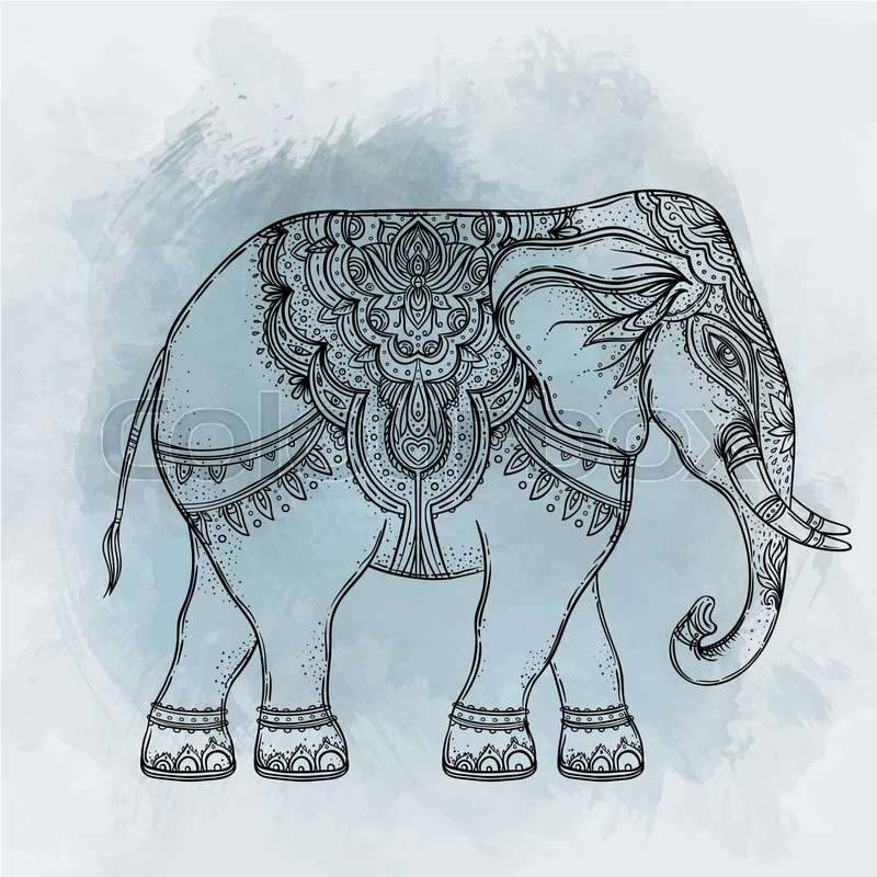 Tribal Pattern Elephant Drawing