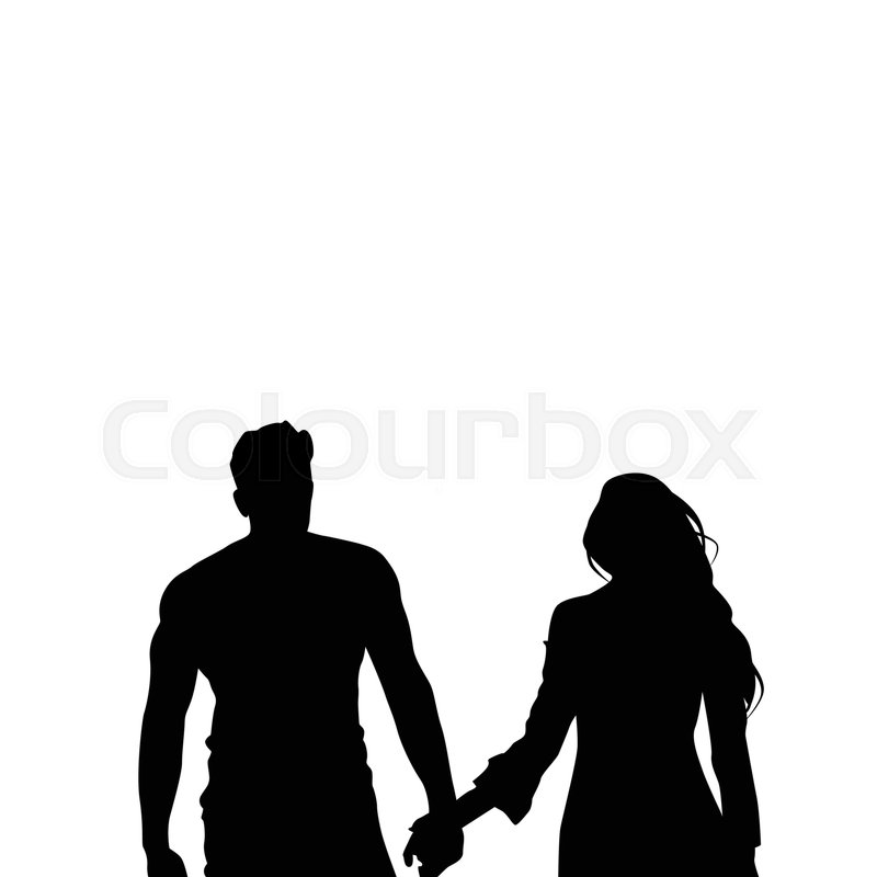 Black Silhouette Romantic Couple Stock Vector Colourbox