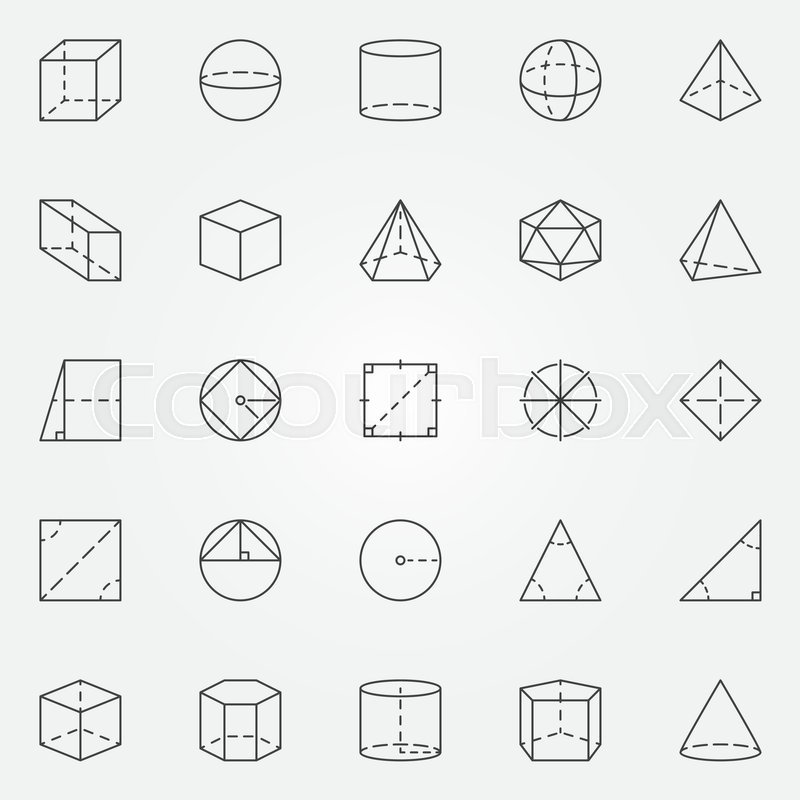 Geometry And Trigonometry Icons Set Stock Vector Colourbox