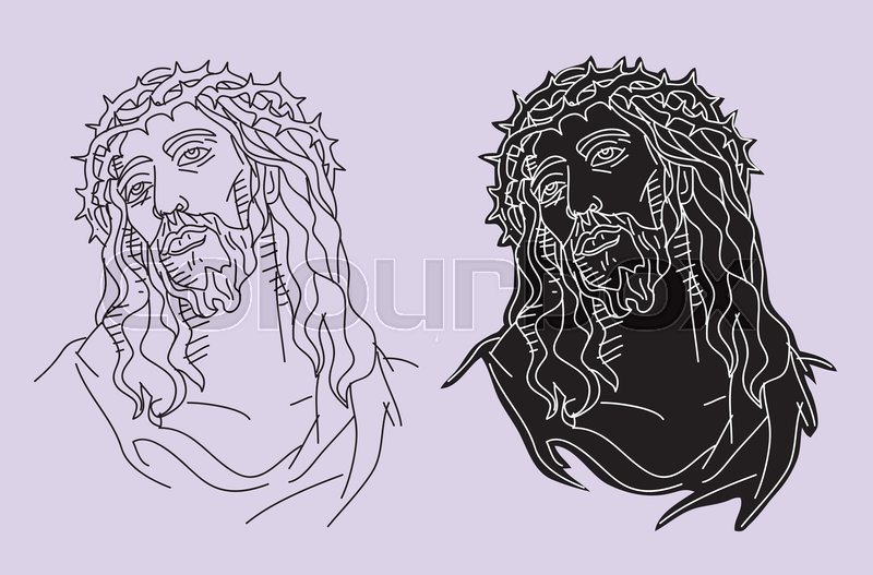 Jesus Christ Face Silhouette Art Stock Vector Colourbox