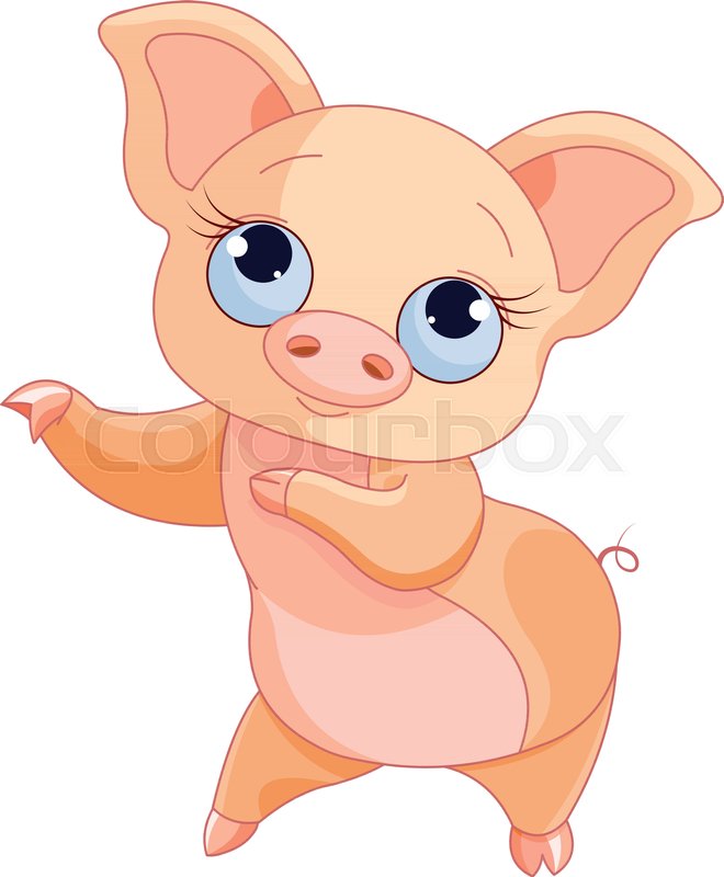 Illustration Of Cute Dancing Pig Stock Vector Colourbox