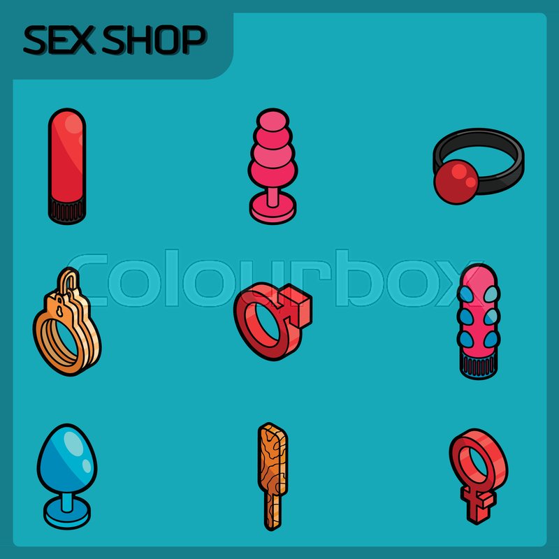 Sex Shop Color Outline Isometric Stock Vector Colourbox