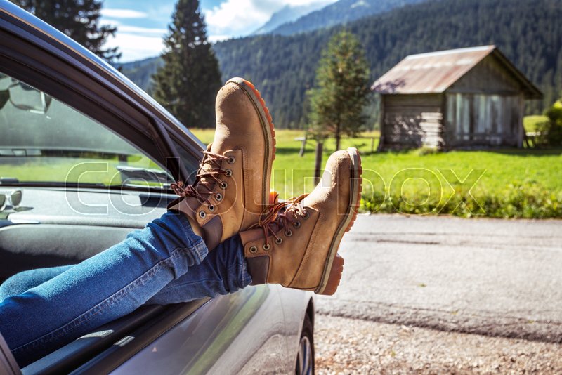 Girl Legs In Bright Boots Sticking Out Stock Image Colourbox