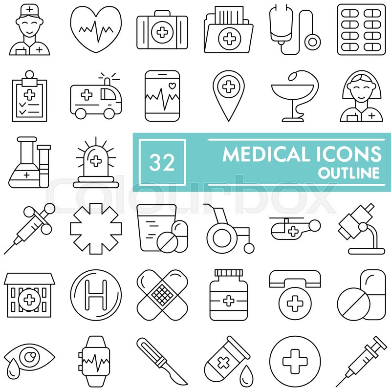 Medical Thin Line Icon Set Medicine Stock Vector Colourbox