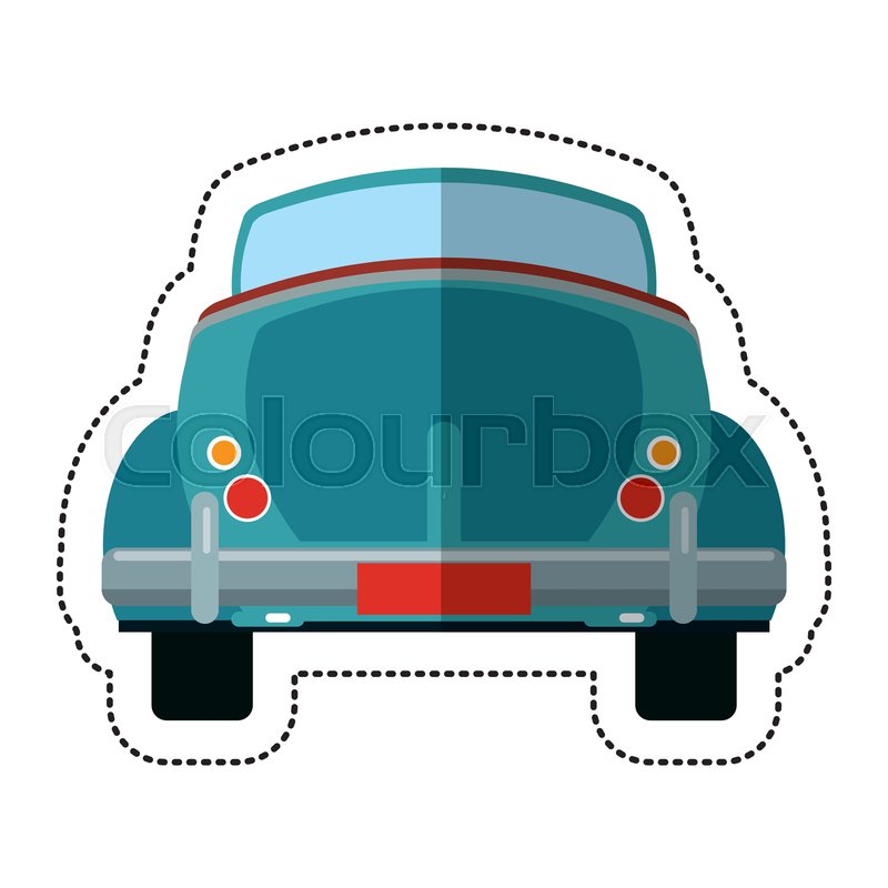 Blue Car Vintage Just Married Vector Stock Vector Colourbox