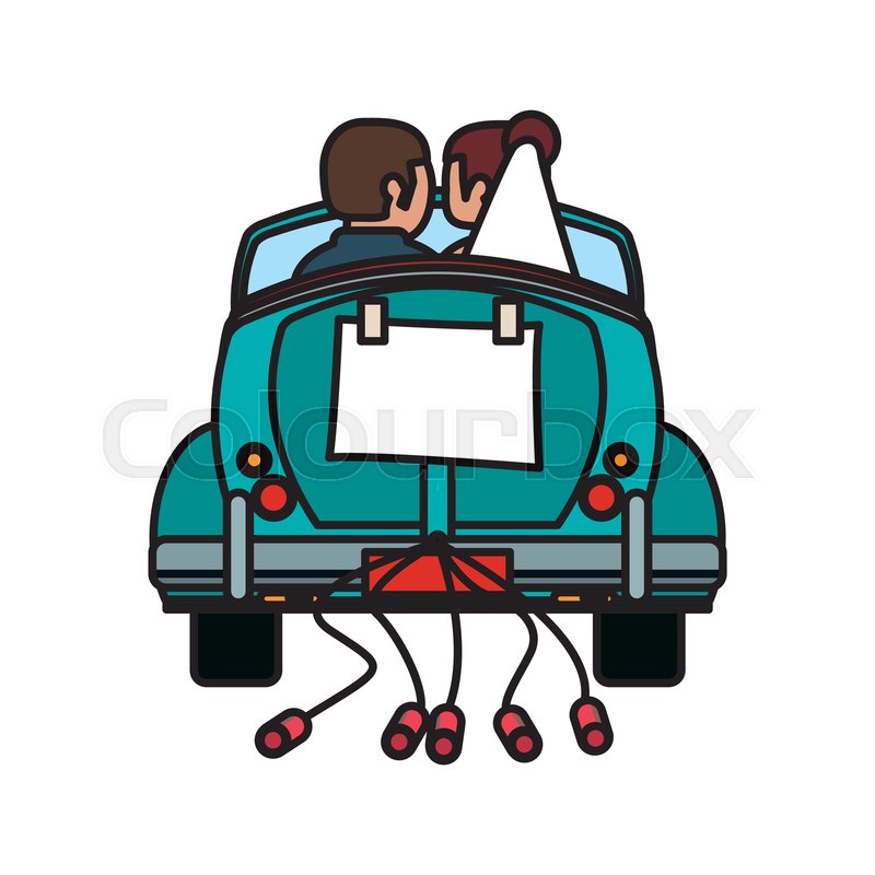 Couple Just Married Car Vector Stock Vector Colourbox