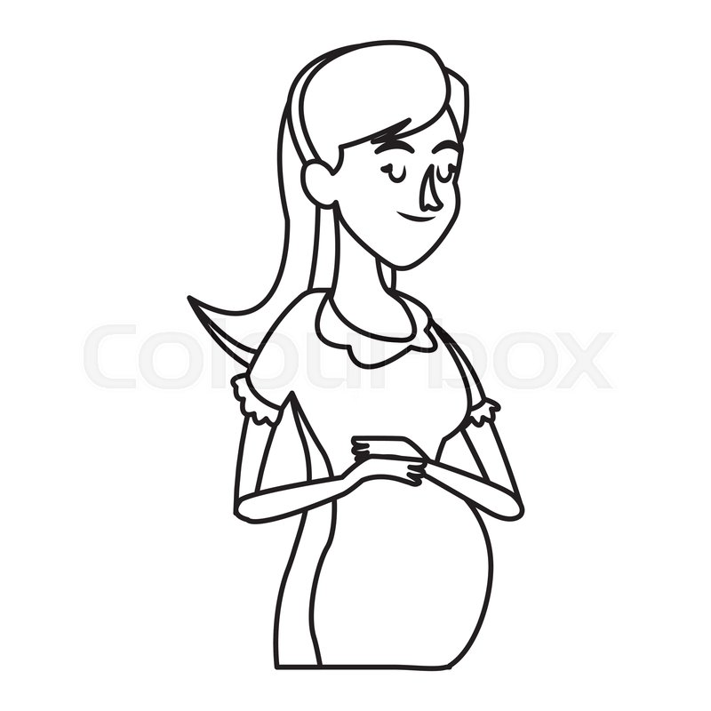 Pregnant Woman Belly Maternity Outline Stock Vector Colourbox