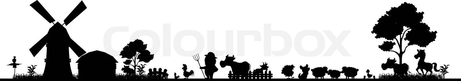 Farm Silhouette Stock Vector Colourbox