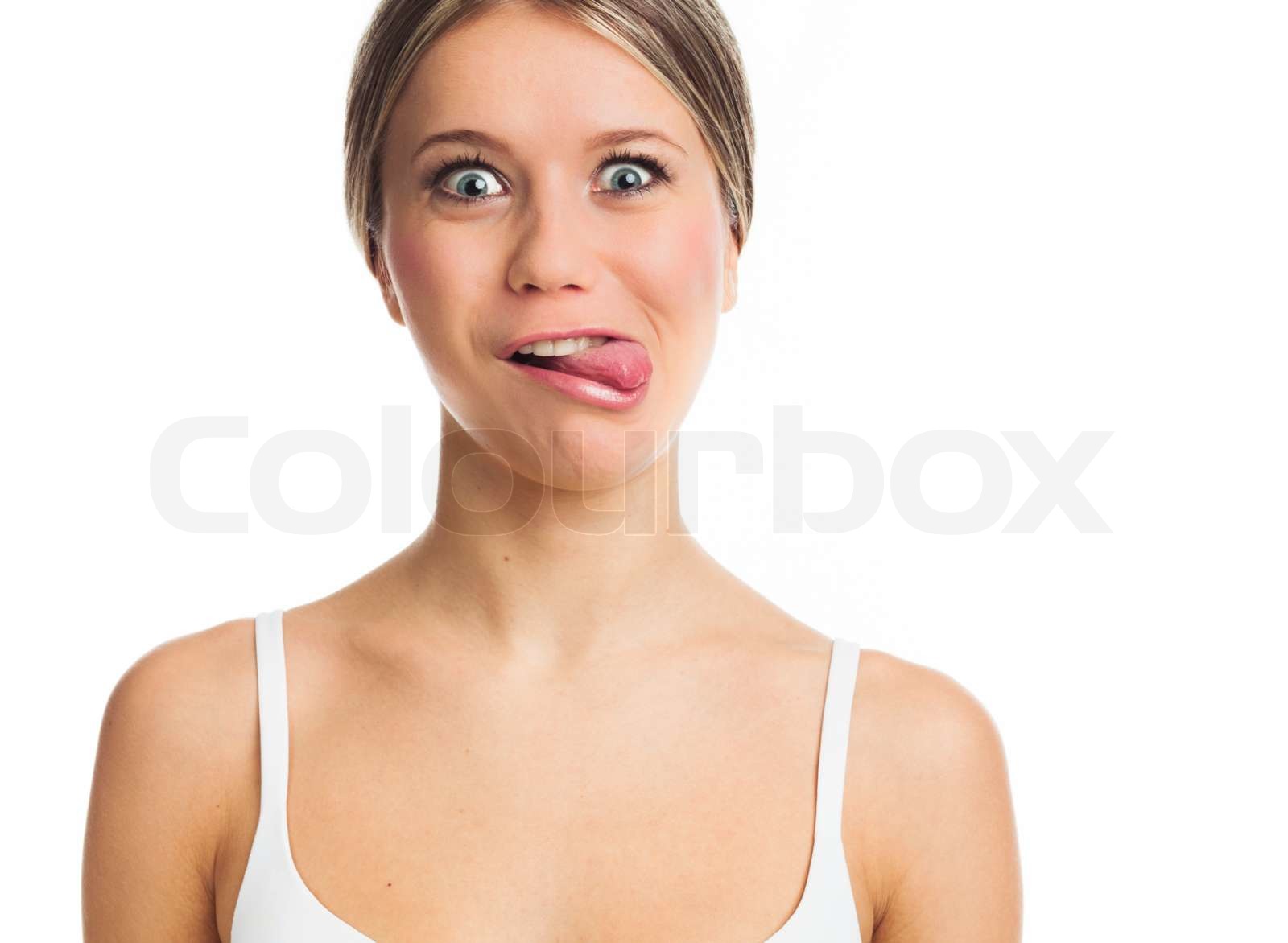 Woman Sticking Tongue Out Stock Image Colourbox