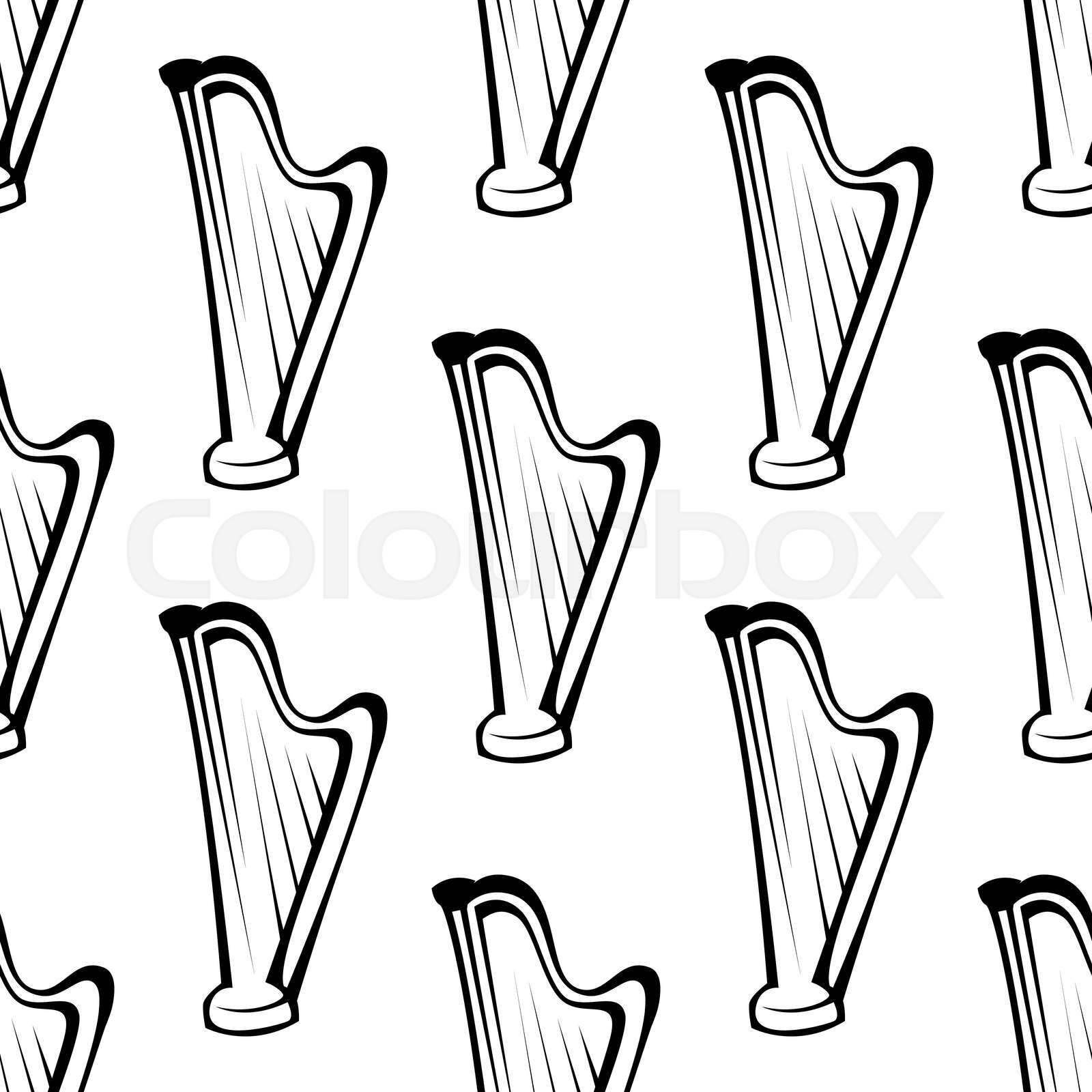 Harp Musical Instrument Seamless Pattern Stock Vector Colourbox