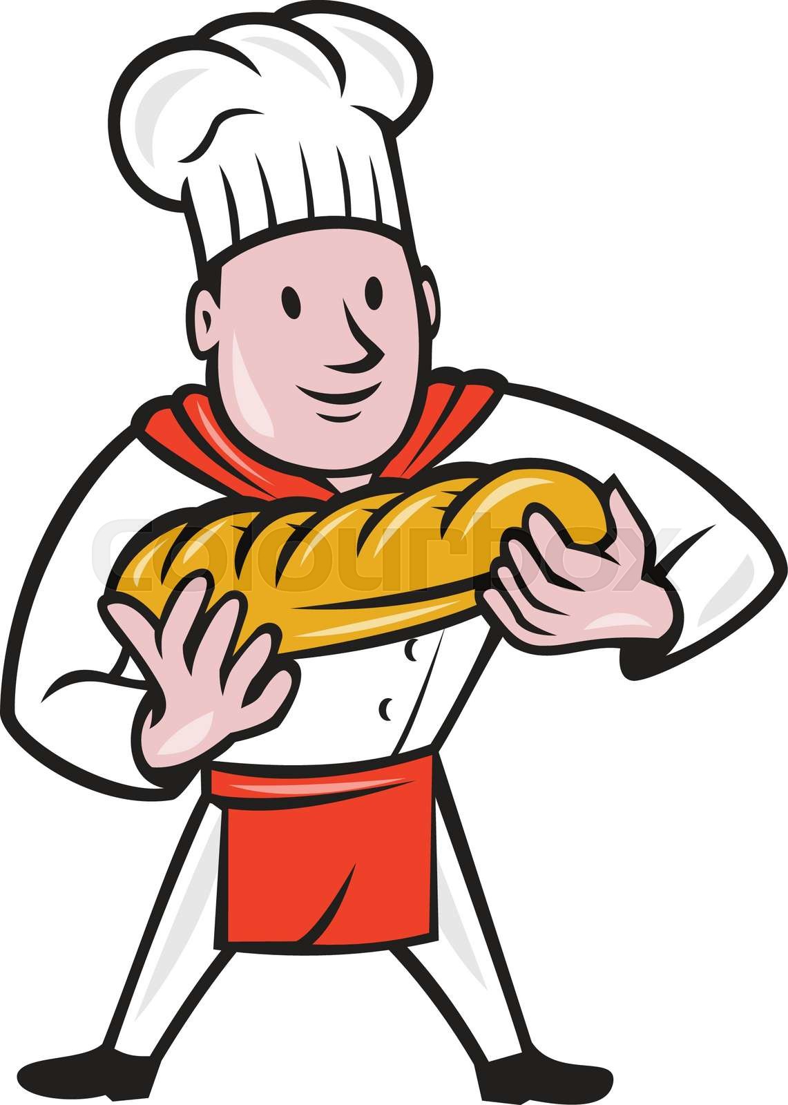 Baker Holding Bread Loaf Isolated Cartoon Stock Vector Colourbox