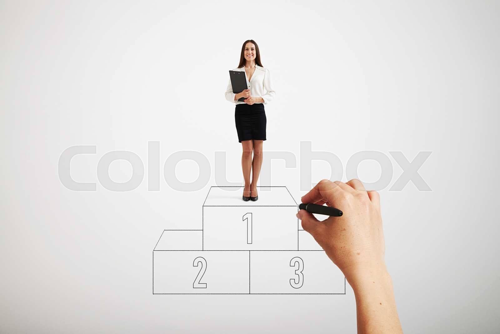 Woman On Sport Winners Podium Stock Image Colourbox