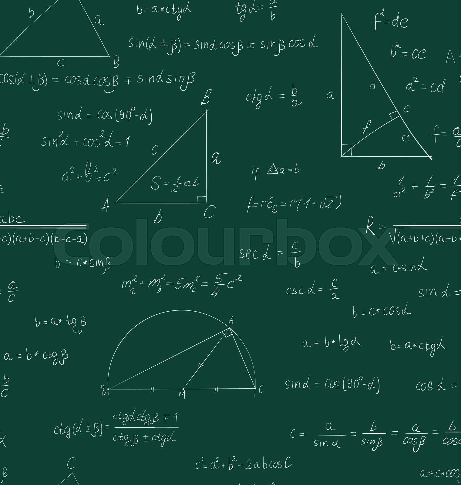 Seamless Trigonometry Pattern On Green Stock Vector Colourbox