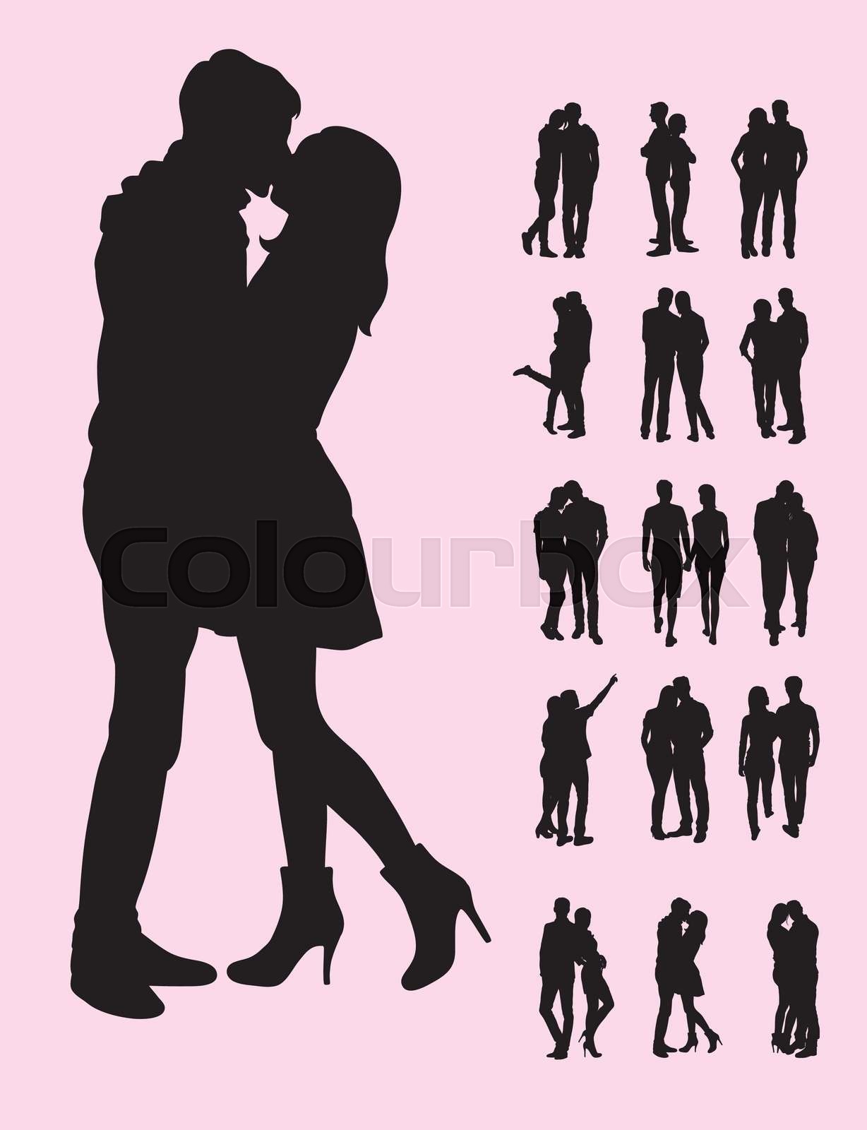 Romantic Couple Silhouettes Stock Vector Colourbox