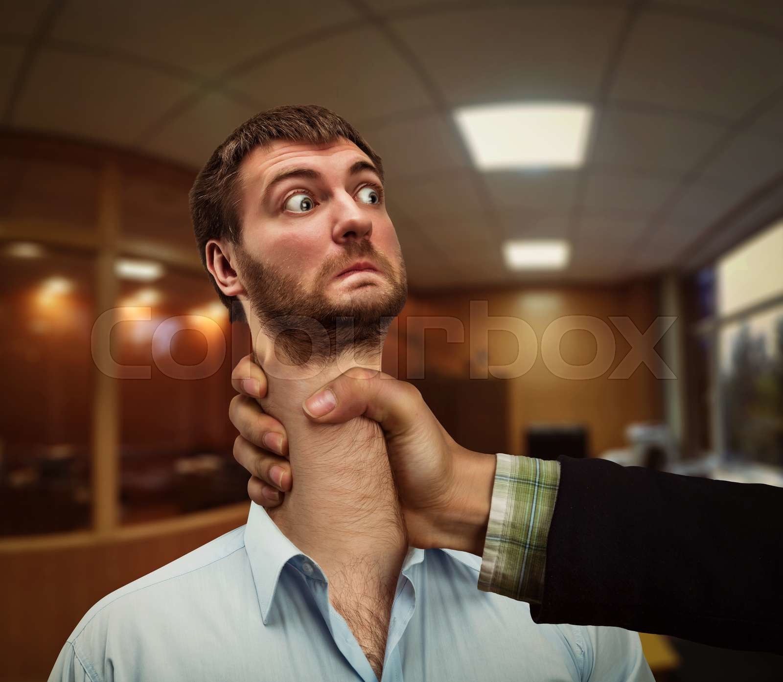 Man With Womans Hand On His Neck Stock Image Colourbox