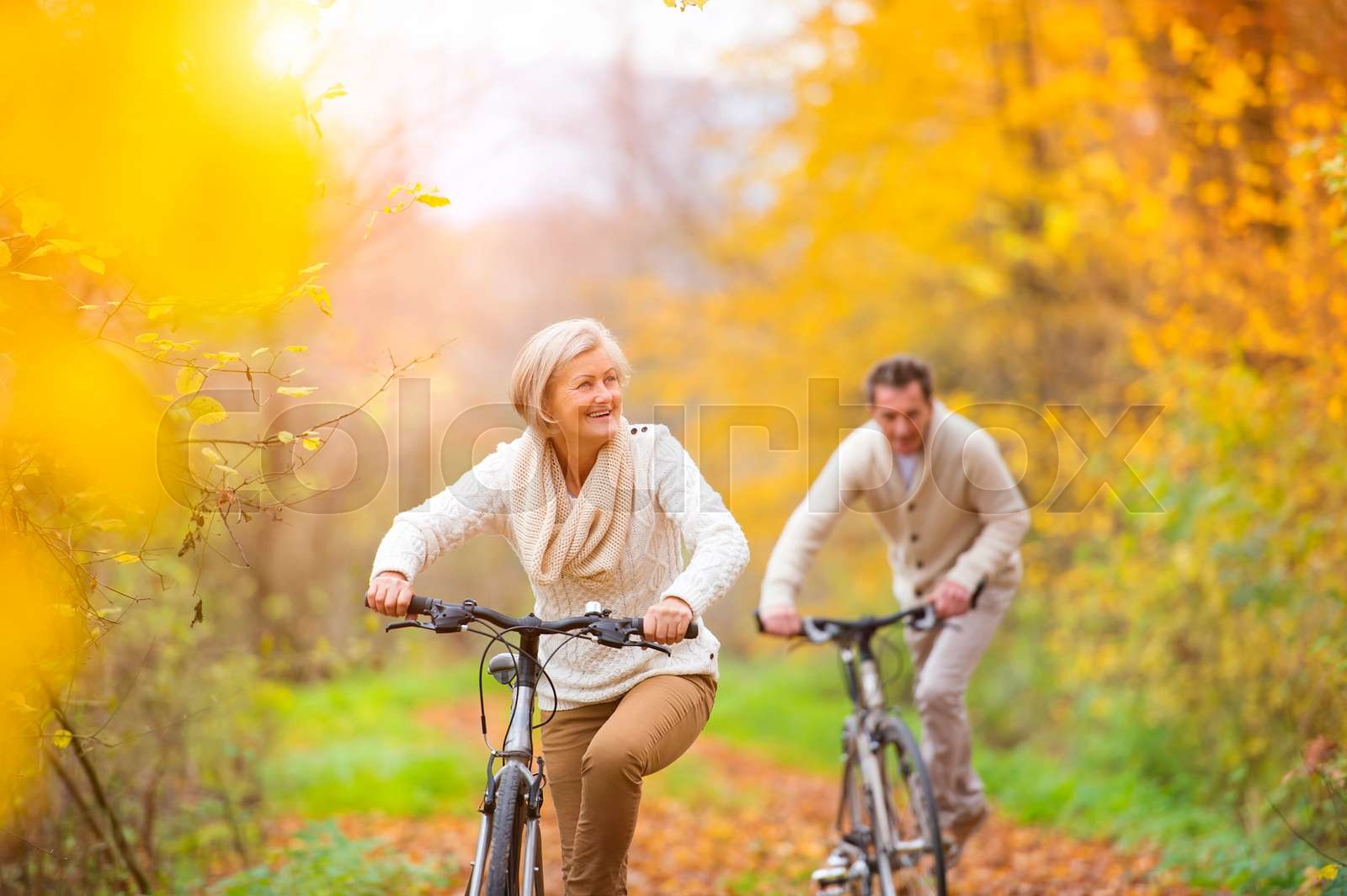Active Seniors Riding Bikes Stock Image Colourbox