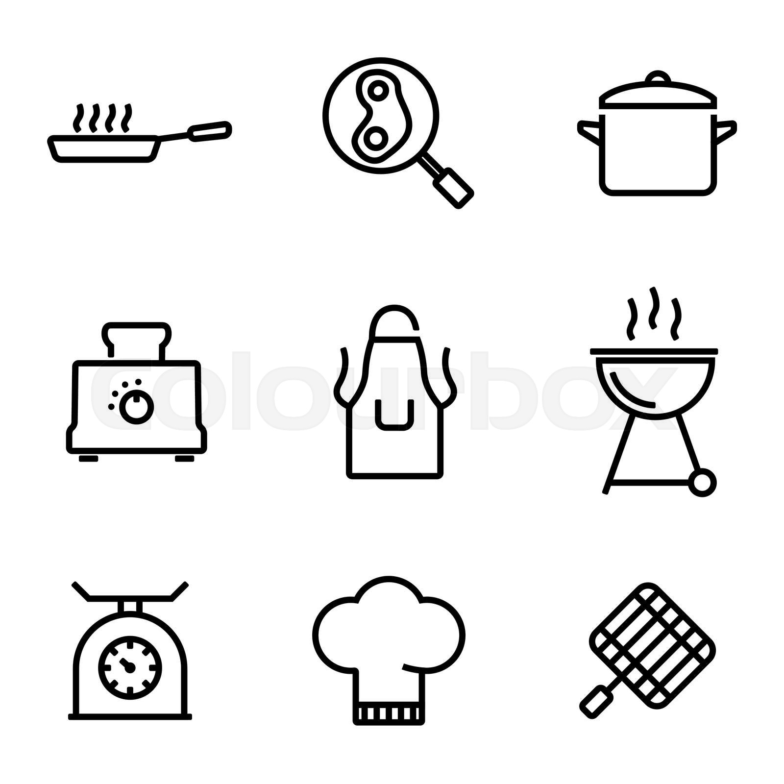 Vector Line Kitchen And Cooking Icons Set Stock Vector Colourbox