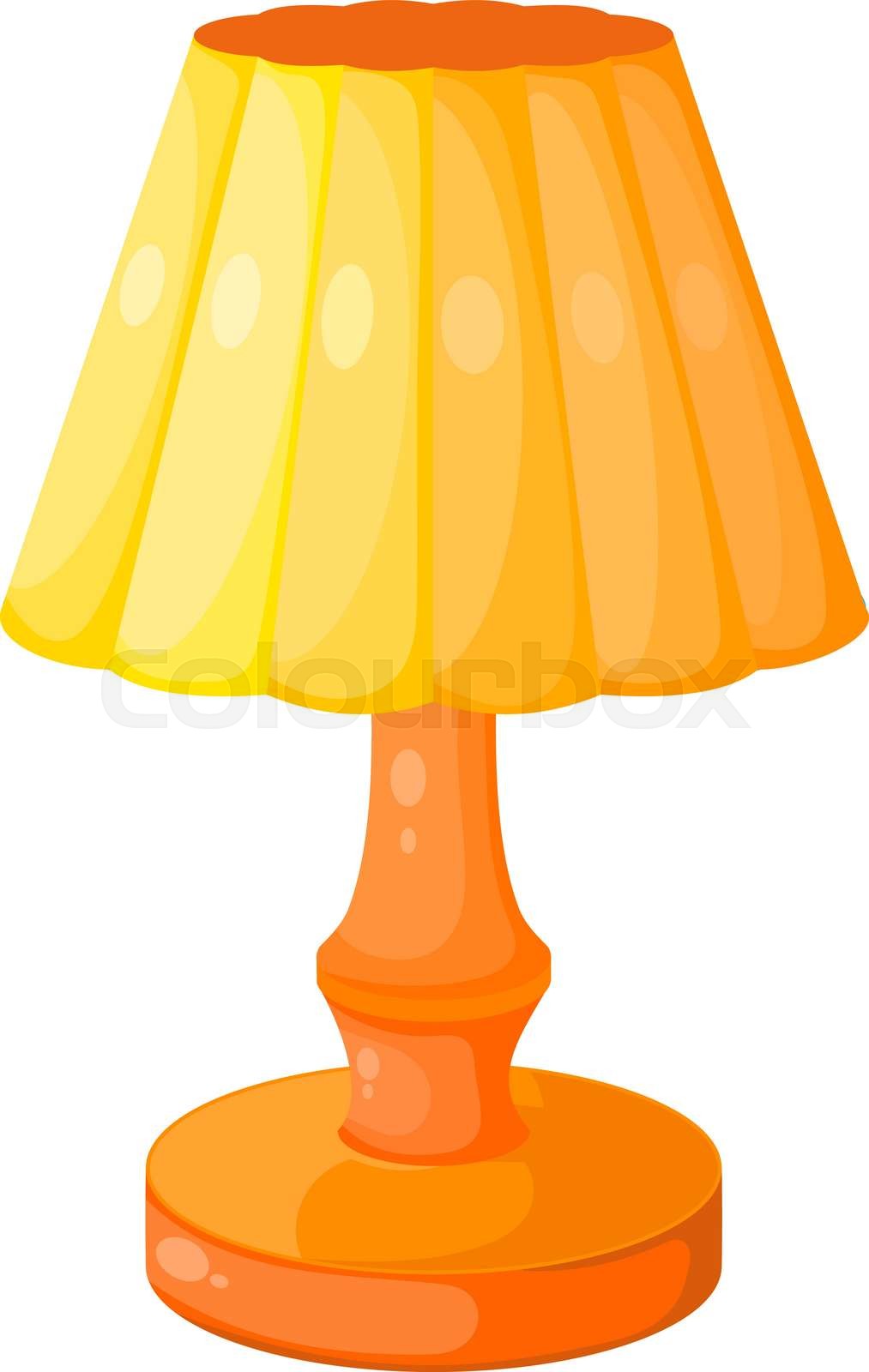 Yellow Cartoon Electric Lamp On A White Background Cartoon Table Lamp