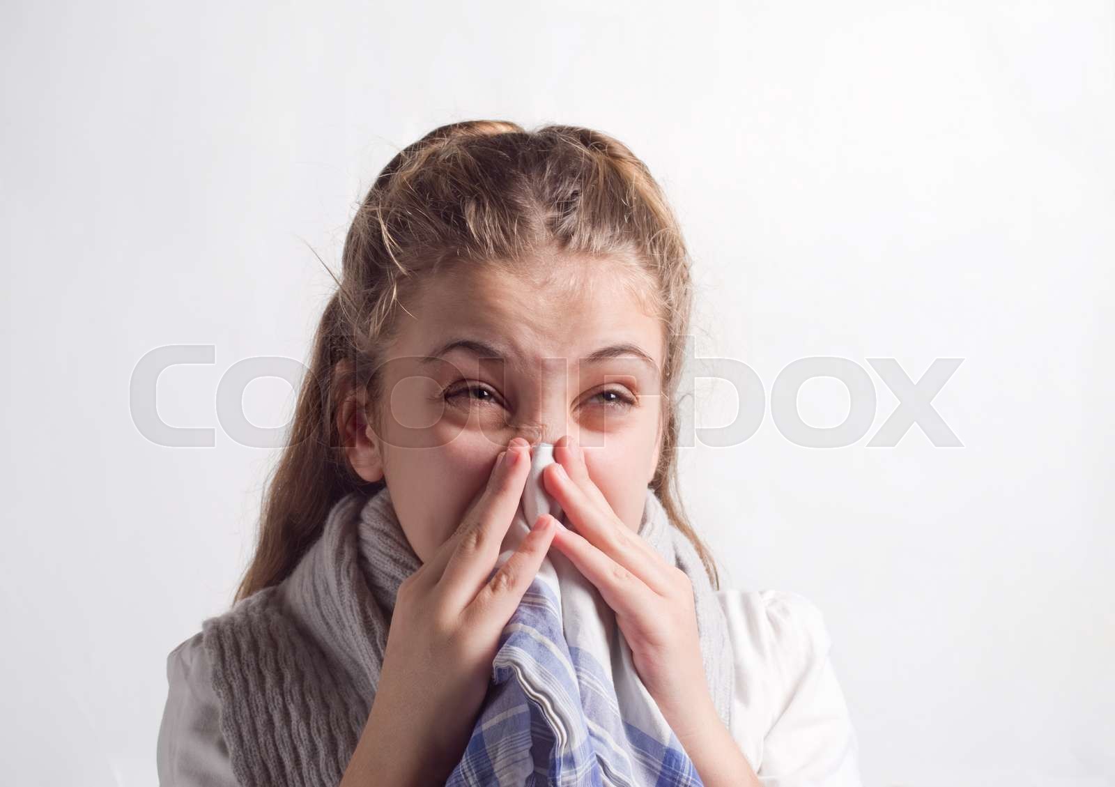 Girl Blows Her Nose Stock Image Colourbox