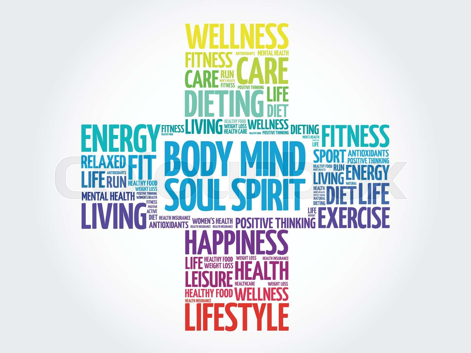 Body Mind Soul Spirit Word Cloud Stock Vector Colourbox