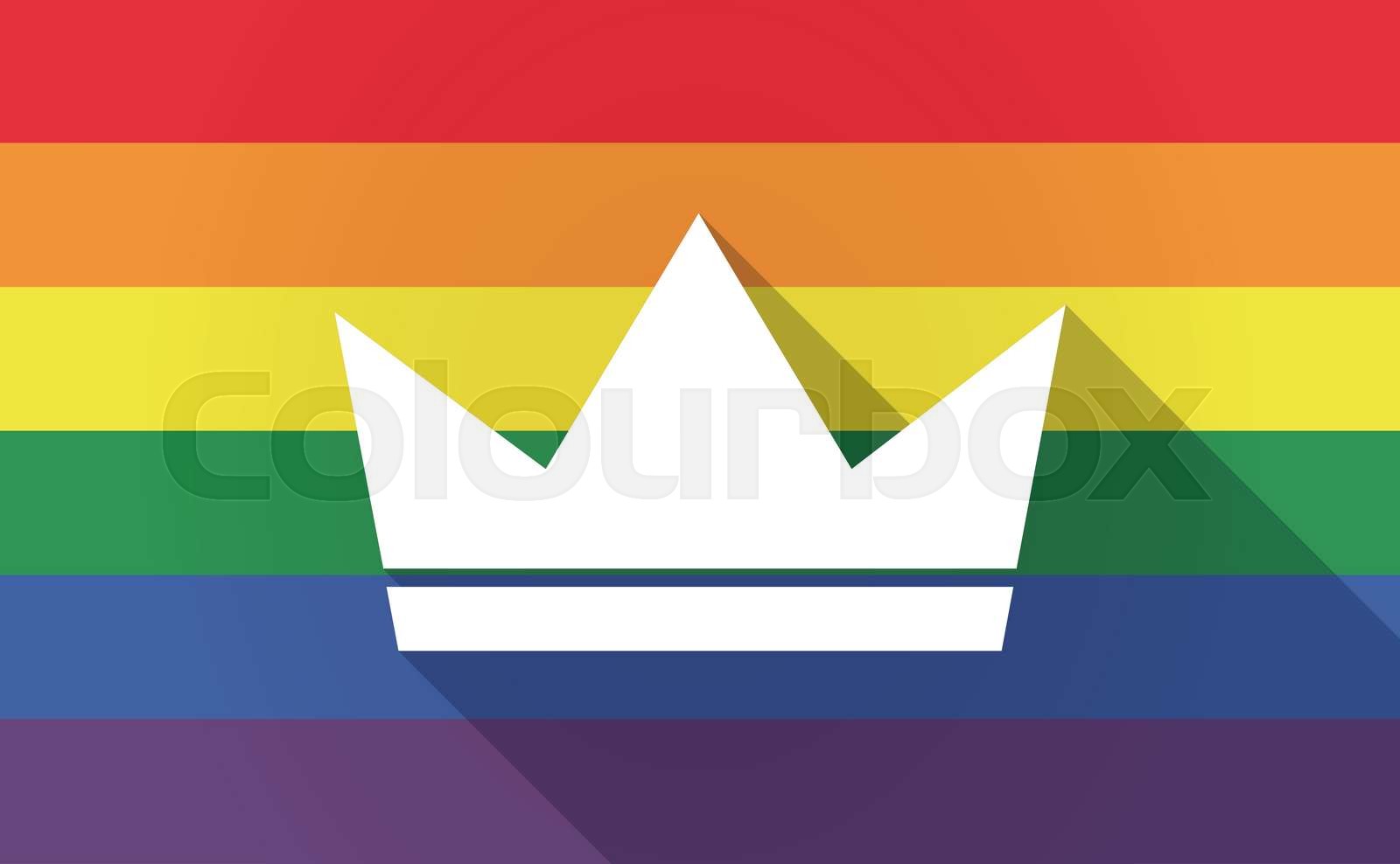 Long Shadow Gay Pride Flag With A Crown Stock Vector Colourbox