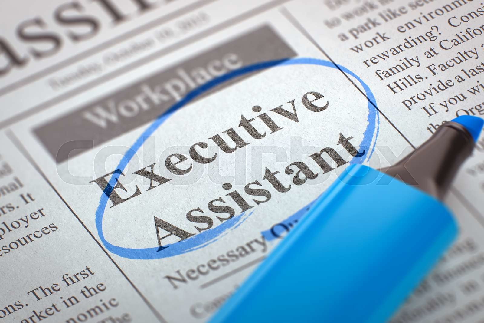 Executive Assistant Wanted Stock Image Colourbox