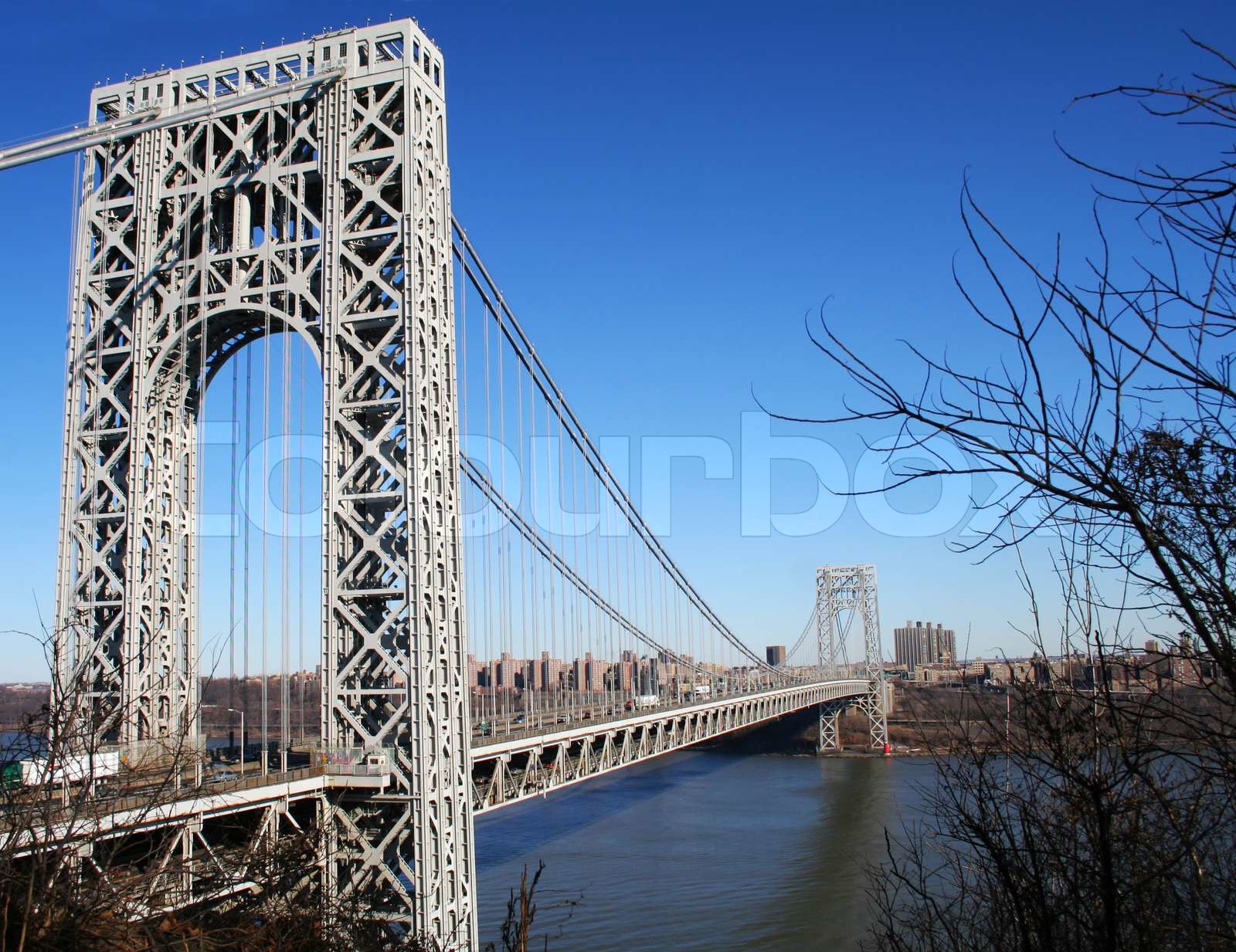 The George Washington Bridge Crosses Over The Hudson River From New