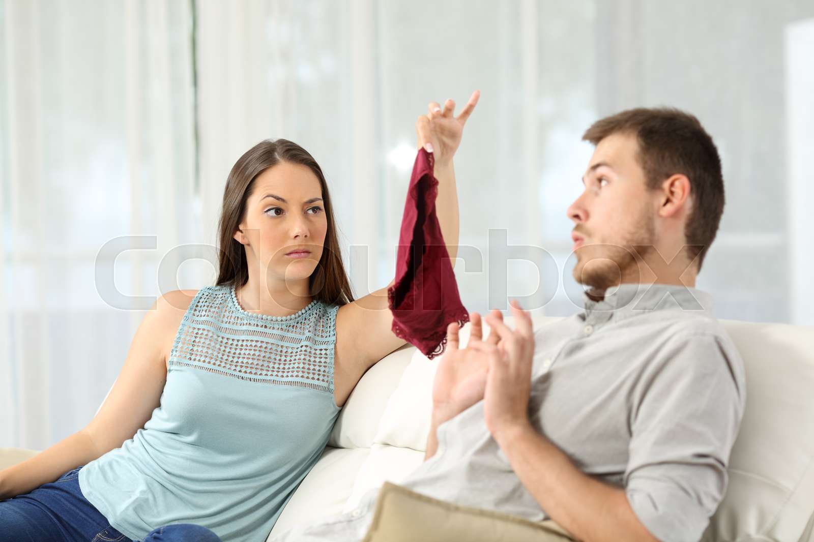 Wife Discovers That Her Husband Is Cheating Stock Image Colourbox