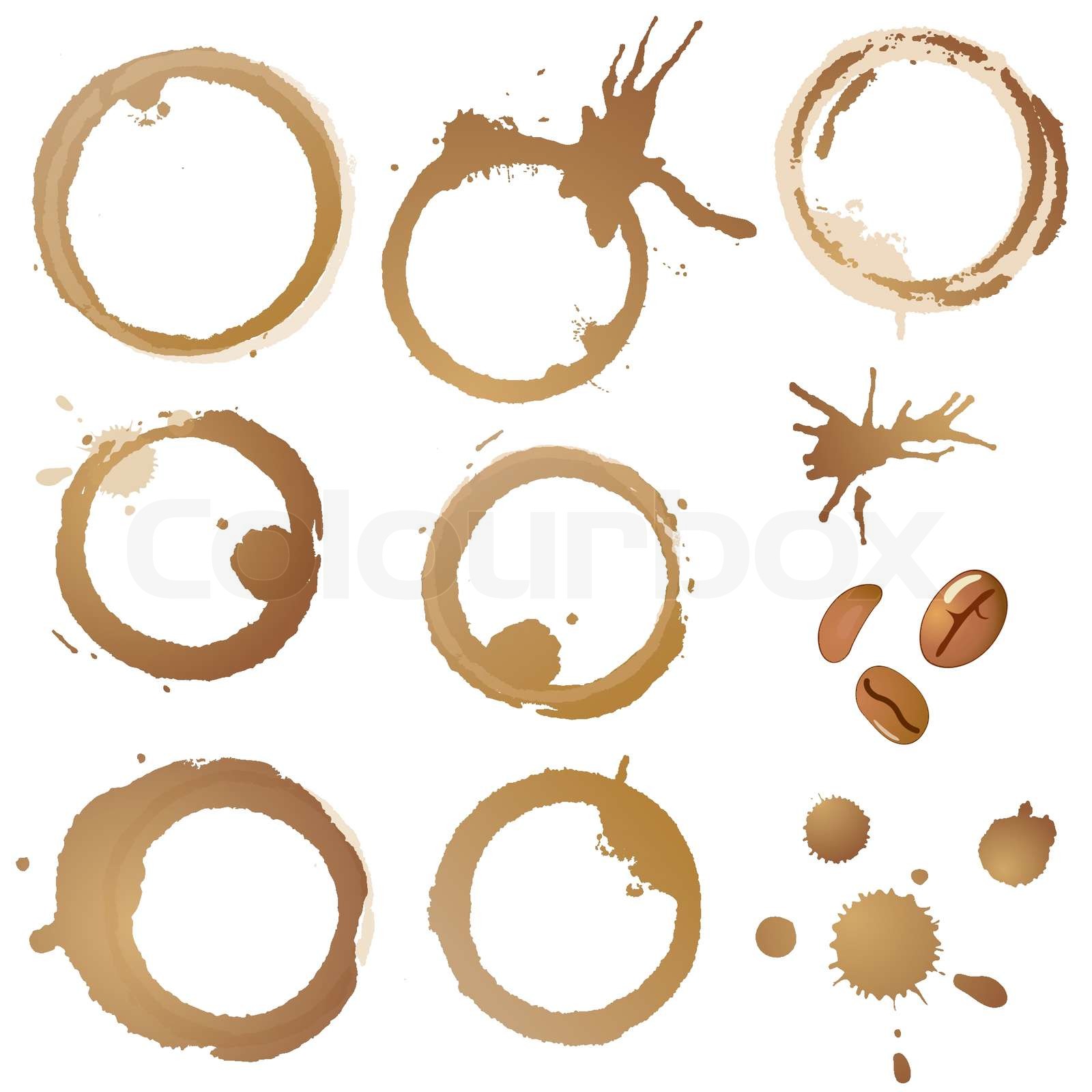 Collect Coffee Stains And Grains Isolated On White Eps10 Vector