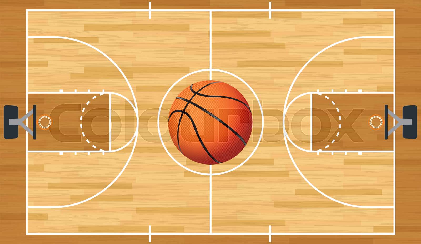 Realistic Vector Basketball Court And Ball Stock Vector Colourbox