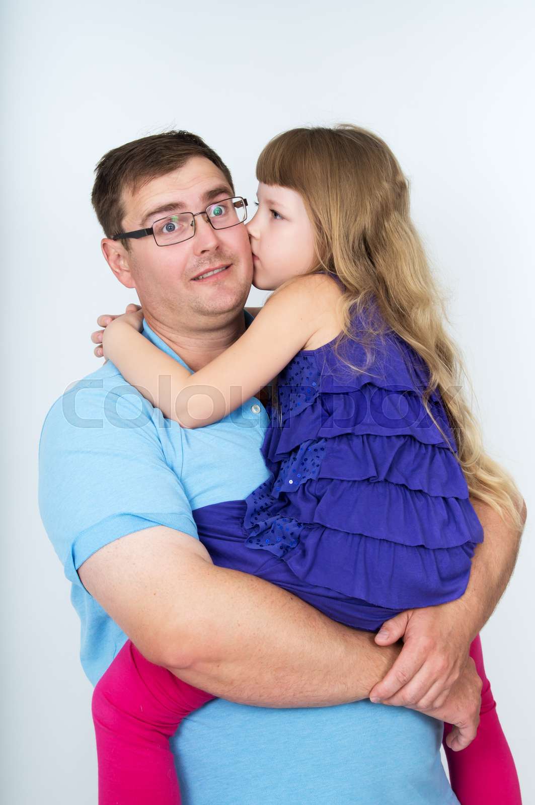 Young Dad And His Beloved Daughter Kissing Stock Image Colourbox