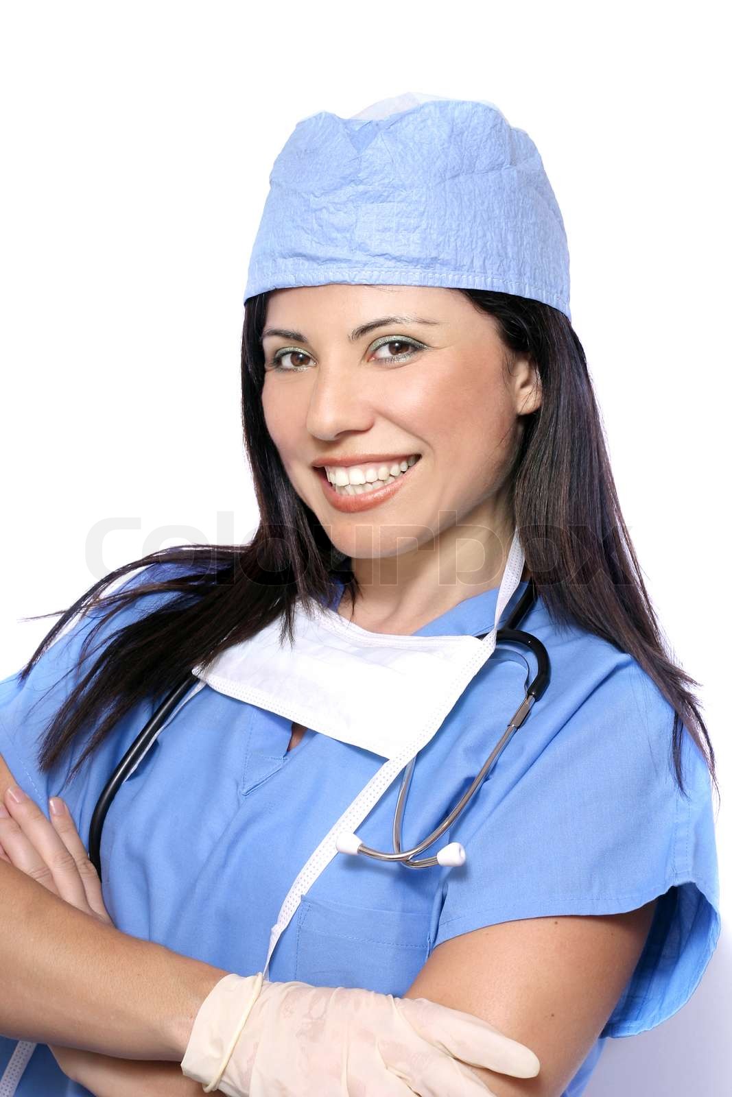 Nurse In Blue Medical Uniform Stock Image Colourbox