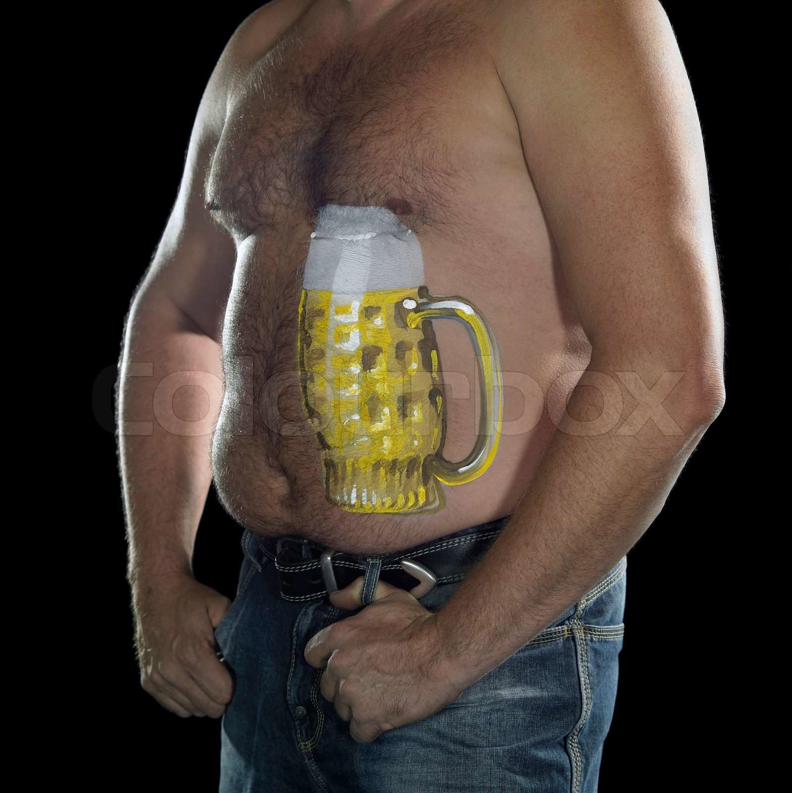 Mann Mit Gemalten Bierbauch Stock Bild Colourbox