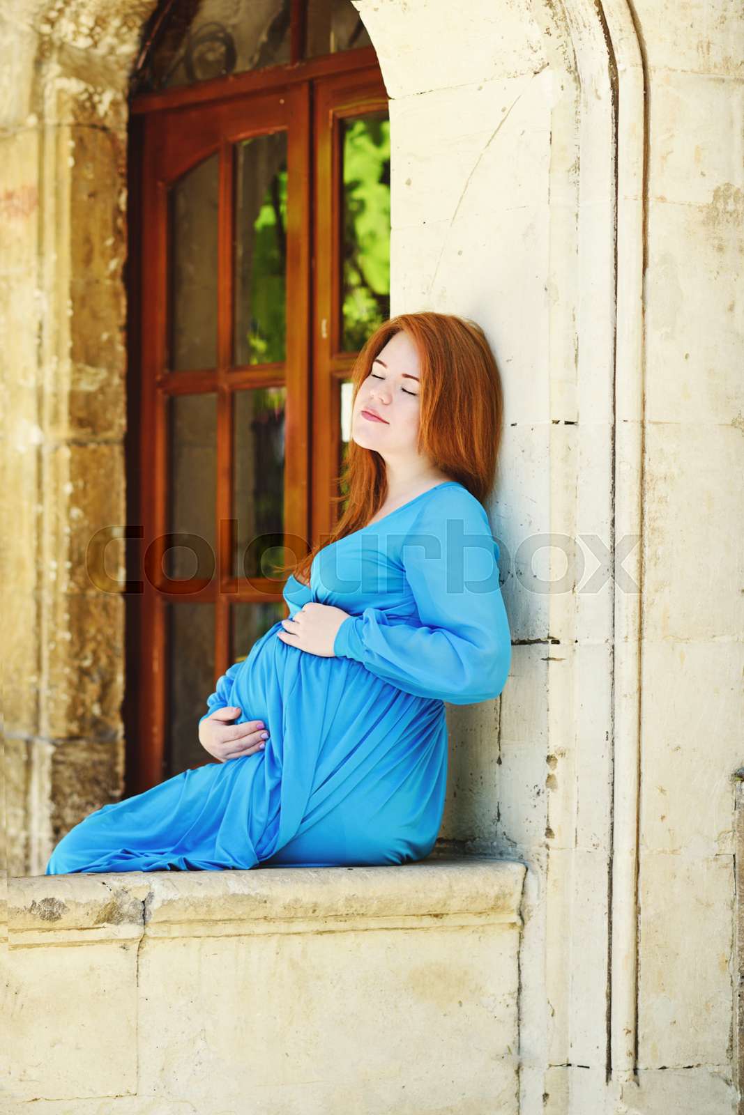 Pregnant Redhead Woman Stock Image Colourbox