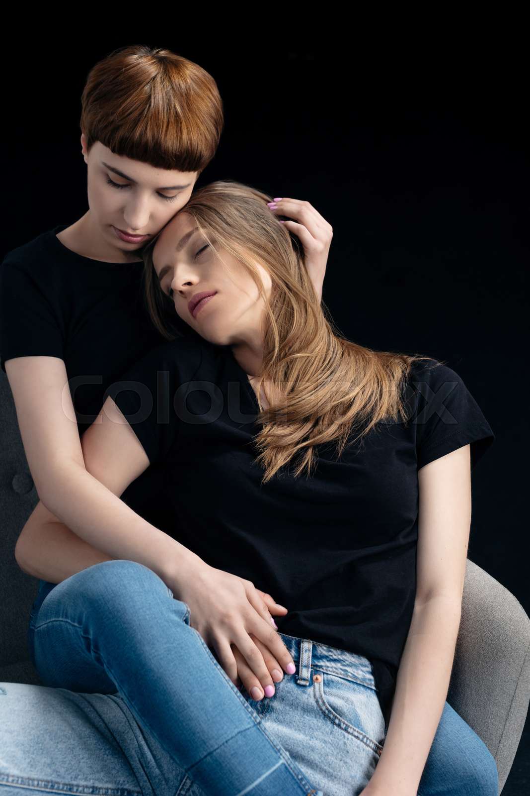 Lesbian Couple Embracing Stock Image Colourbox