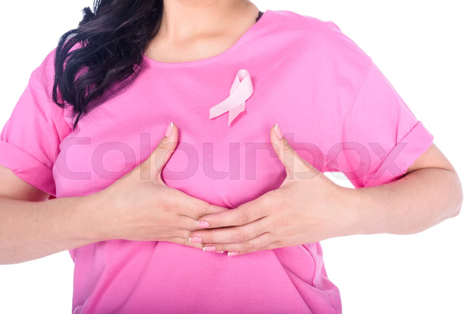 Woman Touching Breast Stock Image Colourbox