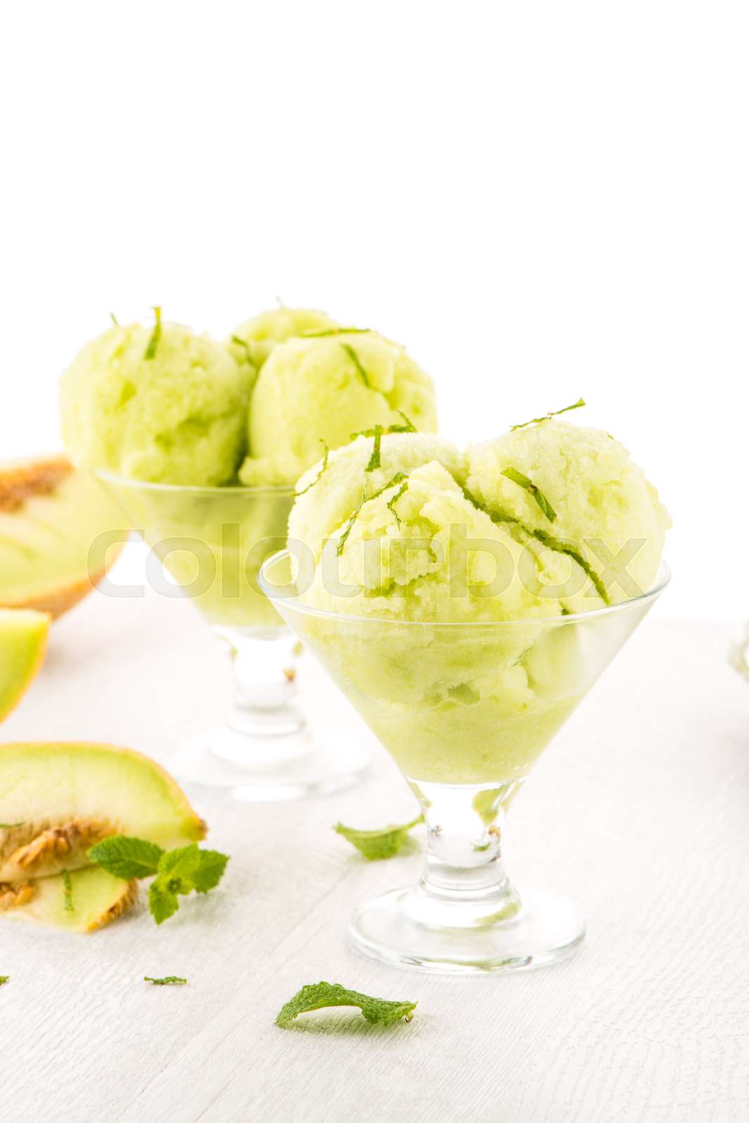 Melon Flavored Ice Cream Stock Image Colourbox