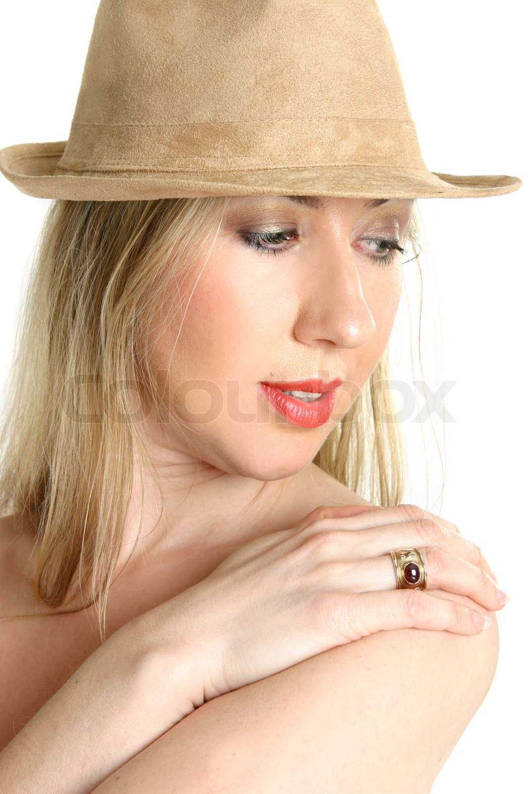 Beautiful Woman Looking Over Shoulder Stock Image Colourbox