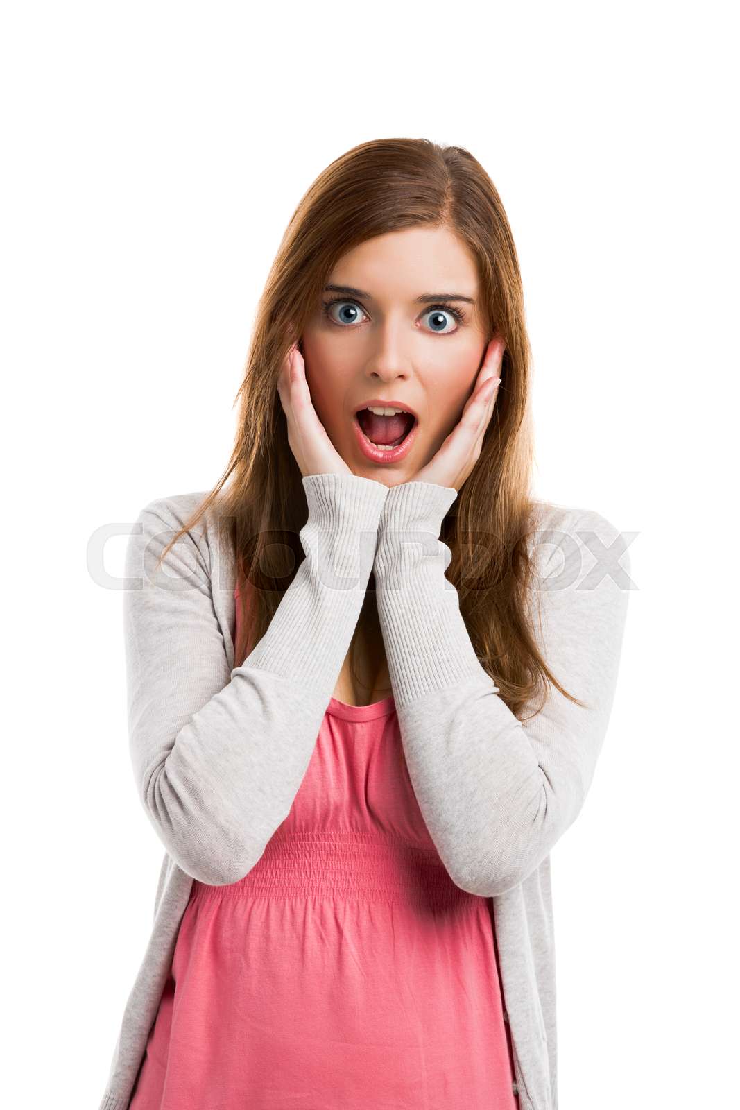 Astonished Woman Stock Image Colourbox