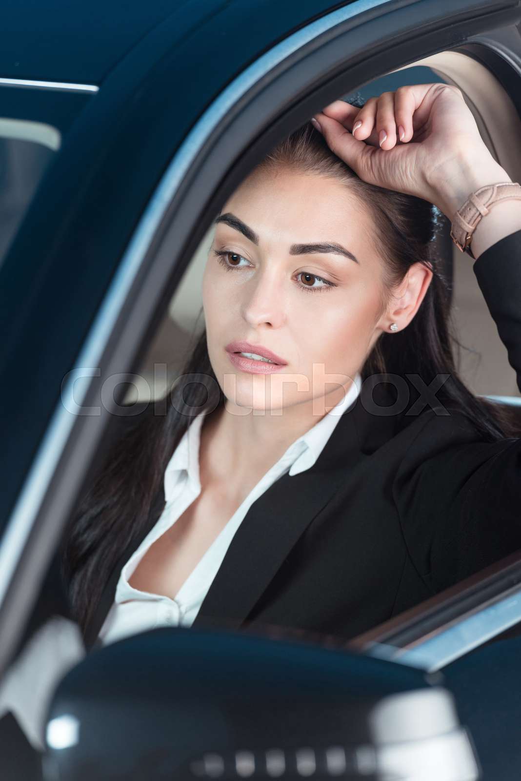 Woman Driving Car Stock Image Colourbox