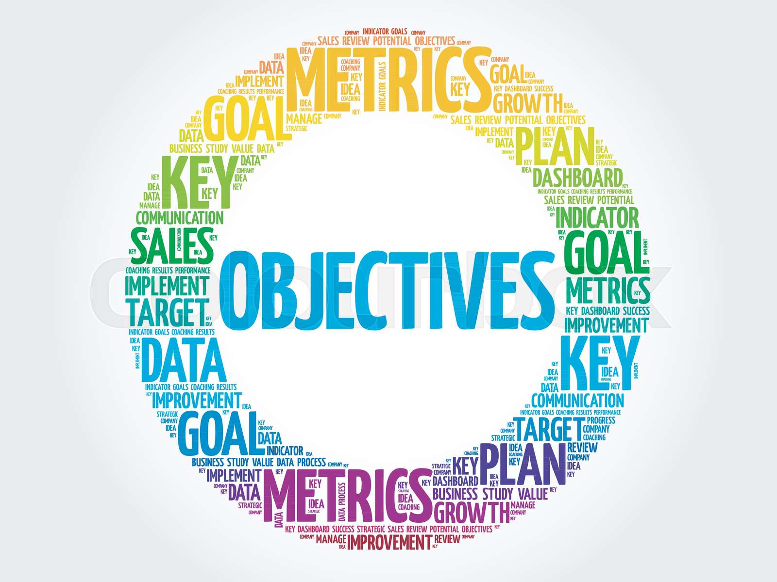 Objectives Circle Word Cloud Stock Vector Colourbox