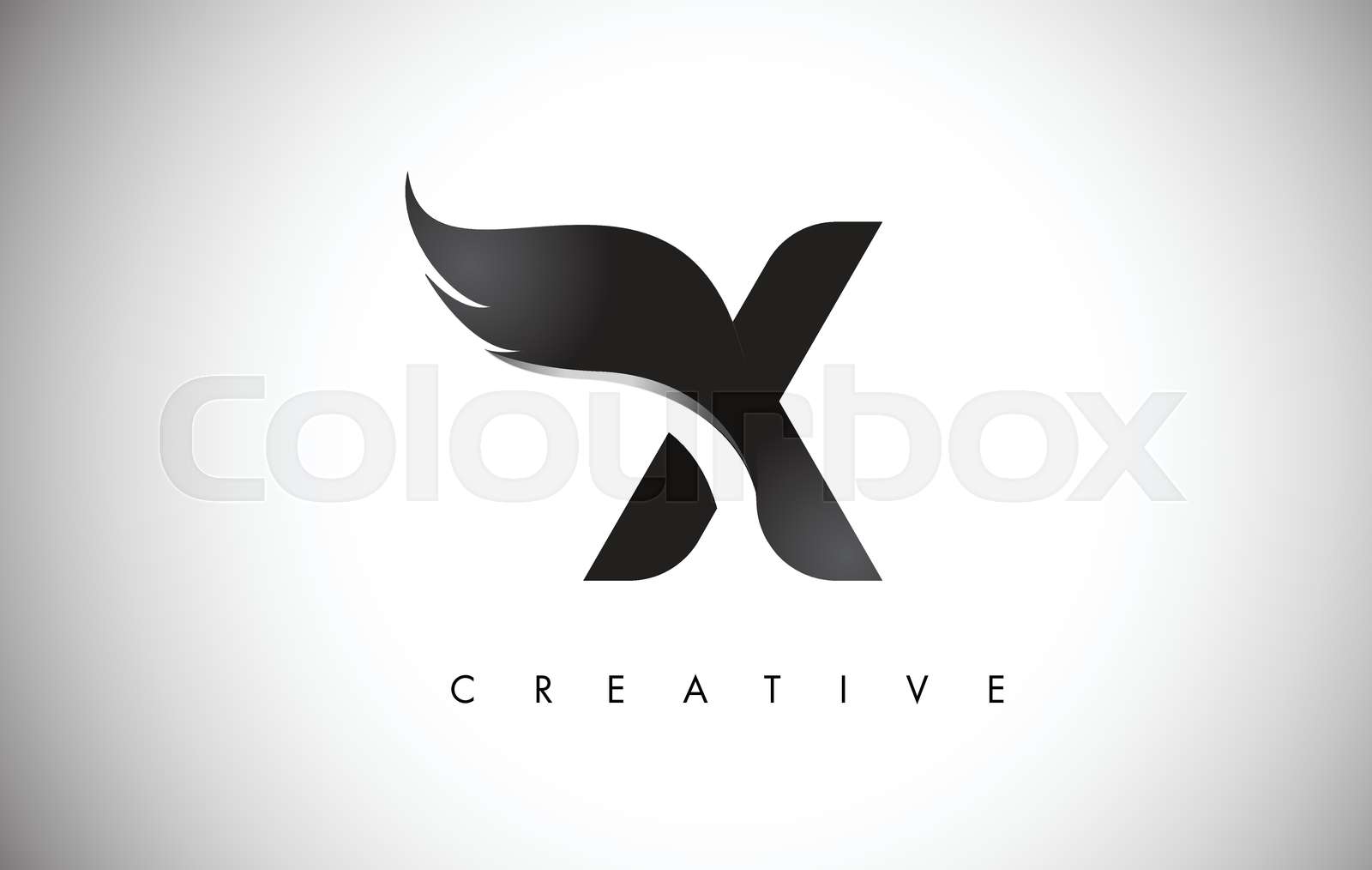 X Letter Wings Logo Design With Black Bird Fly Wing Icon Stock