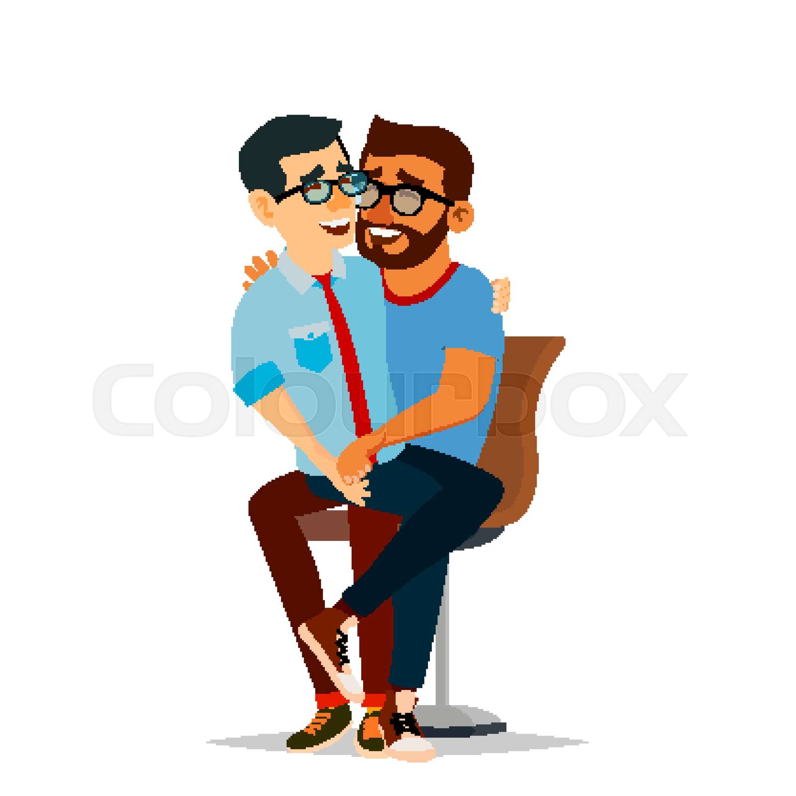 Gay Couple Vector Two Hugging Men Same Sex Marriage Isolated Flat