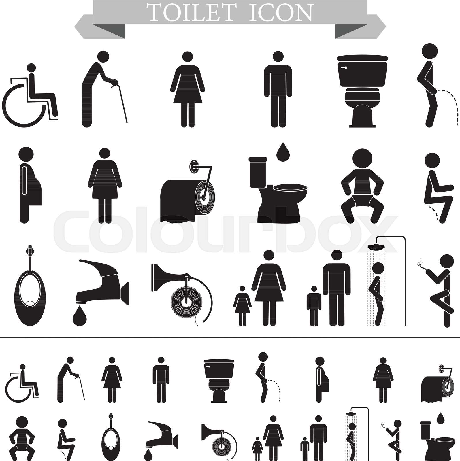 Toilet Icon Silhouette Set Stock Vector Colourbox