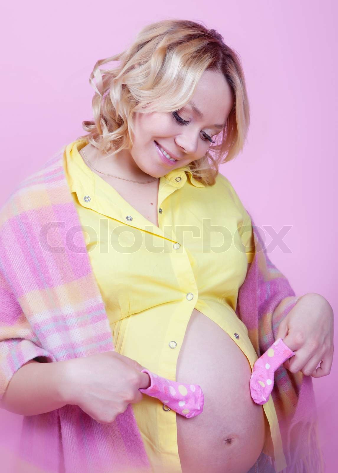 Pregnant Woman Holding Her Belly Stock Image Colourbox