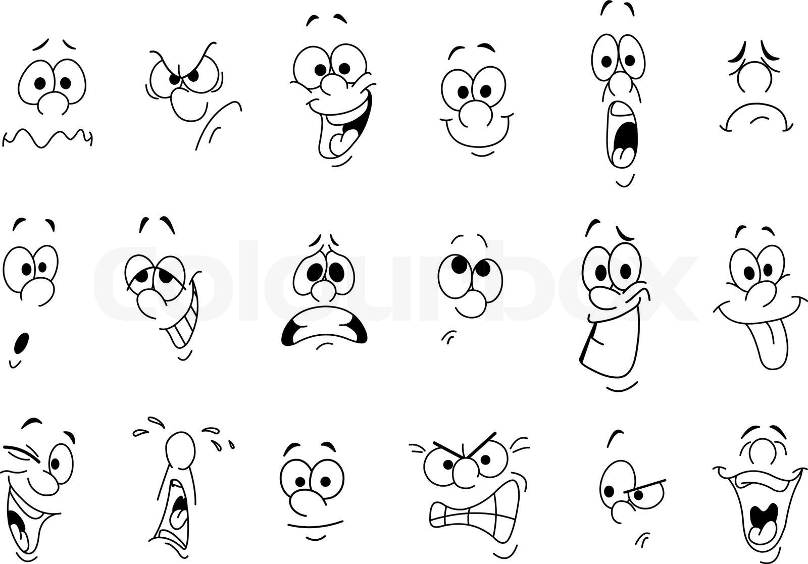 Cartoon Facial Expressions Set Stock Vector Colourbox