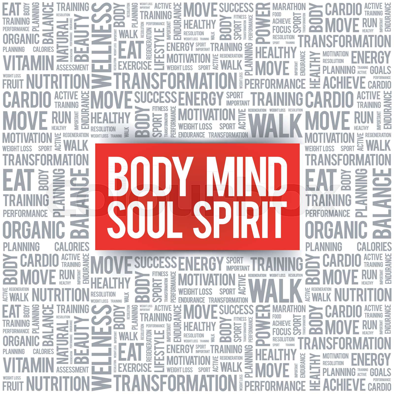 Body Mind Soul Spirit Word Cloud Stock Vector Colourbox