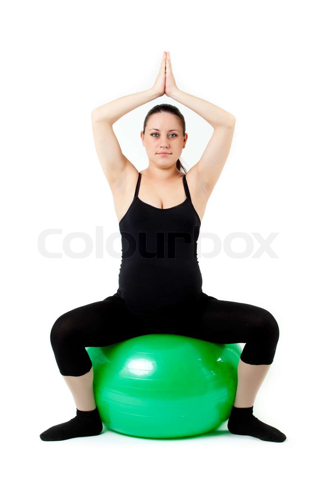 Pregnant Woman Excercises With Gymnastic Ball Stock Image Colourbox