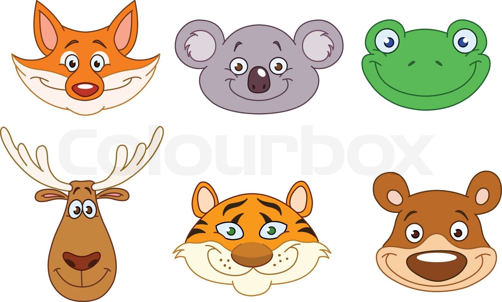 Cartoon Animal Head Collection Stock Vector Colourbox