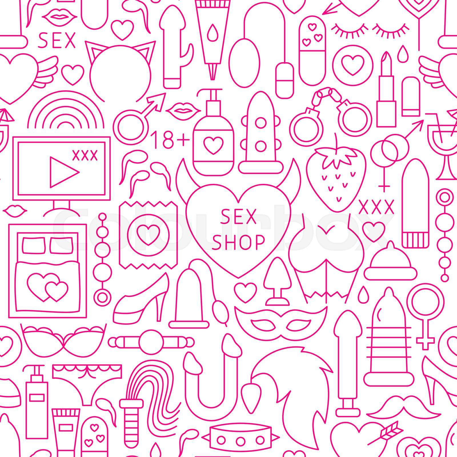 Sex Shop Line Seamless Pattern Stock Vector Colourbox